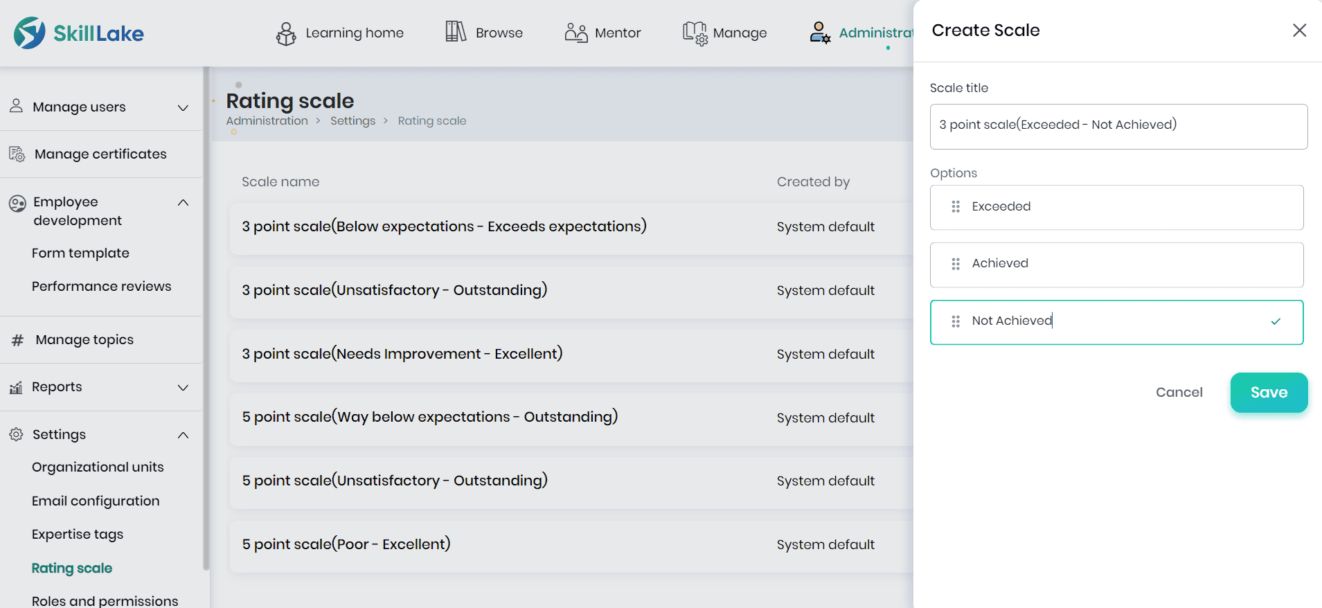 Creating Rating Scale - Skill Lake